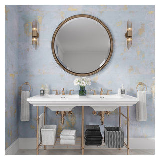 Gilded Age Blue Porcelain Tile 20x40 - French Country - Bathroom - San ...