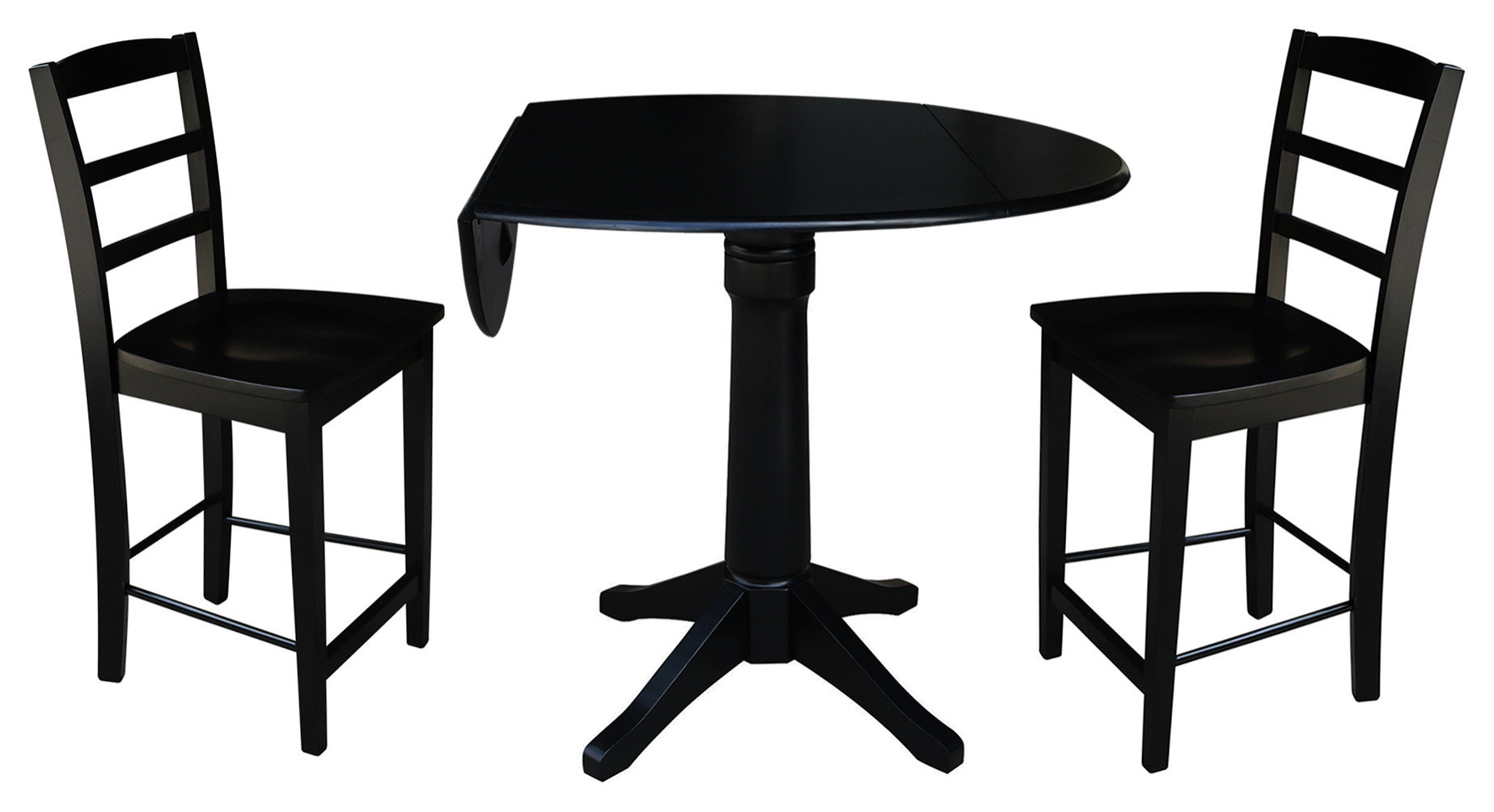 42" Round Pedestal Gathering Height Table with 2 Counter Height Stools ...