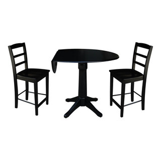 42" Round Pedestal Gathering Height Table with 2 Counter Height Stools ...