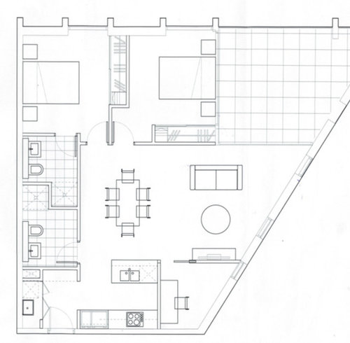 Angled living room decoration / arranging furnitures
