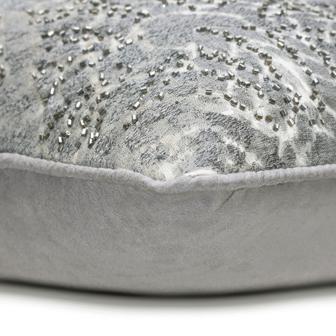 Grey Jacquard Bead Embroidery Textured 26"x26" Throw Pillow Cover-Ashen ...