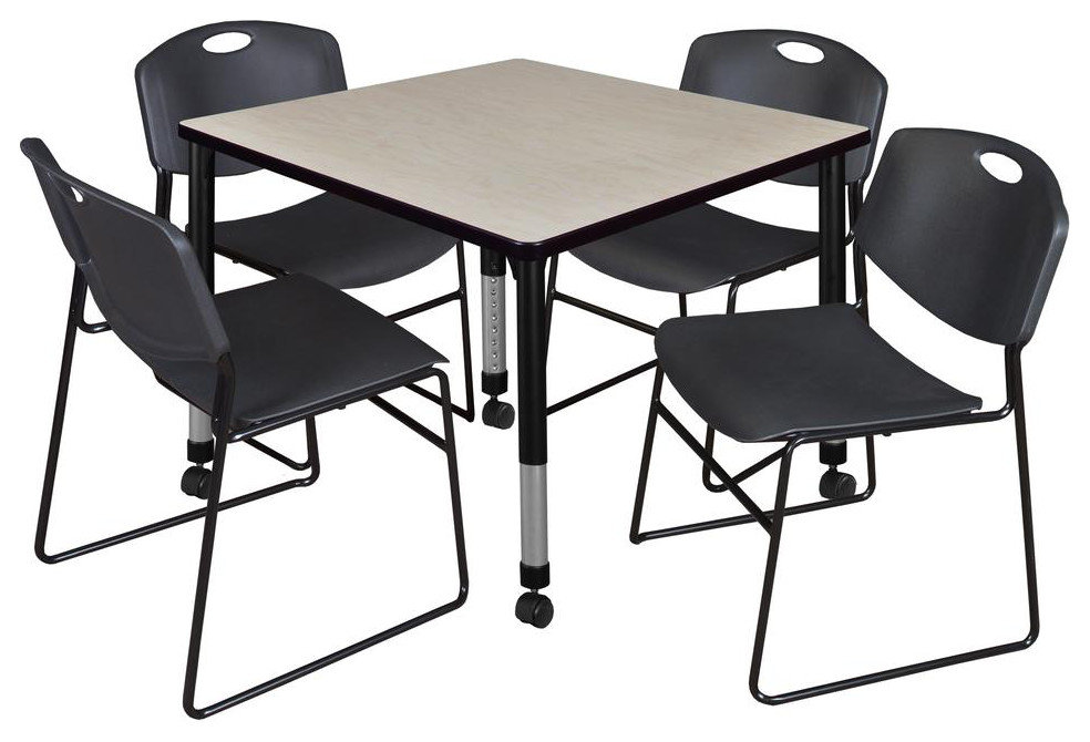 Square Height Adjustable Mobile Classroom Table - Contemporary - Kids ...