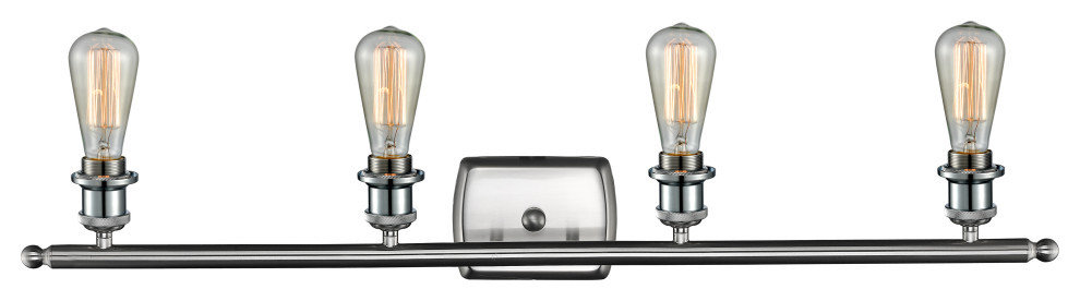 Innovations Bare Bulb 4-Light Bathroom Fixture, Brushed Satin Nickel ...