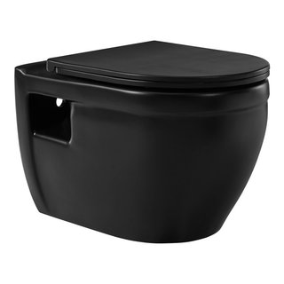 Ivy Wall-Hung Elongated Toilet Bowl in Matte Black - Transitional ...
