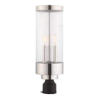 3 Light Outdoor Post Top Lantern-Polished Chrome Finish - Outdoor ...