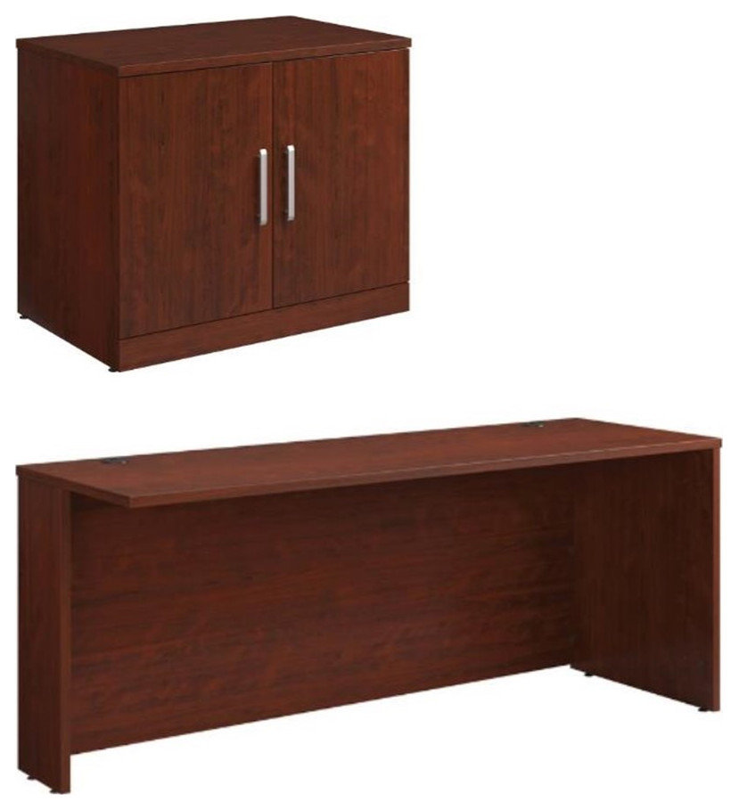 Home Square 2-Piece Set with Desk Shell & Storage Cabinet with Doors ...