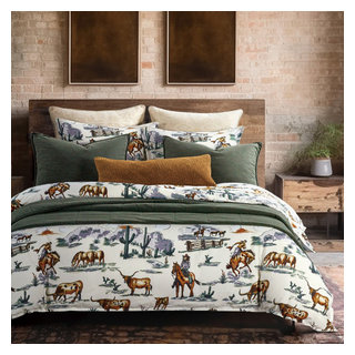 3-Piece Ranch Life Reversible Comforter Set, Duffle Bag, Super Queen ...