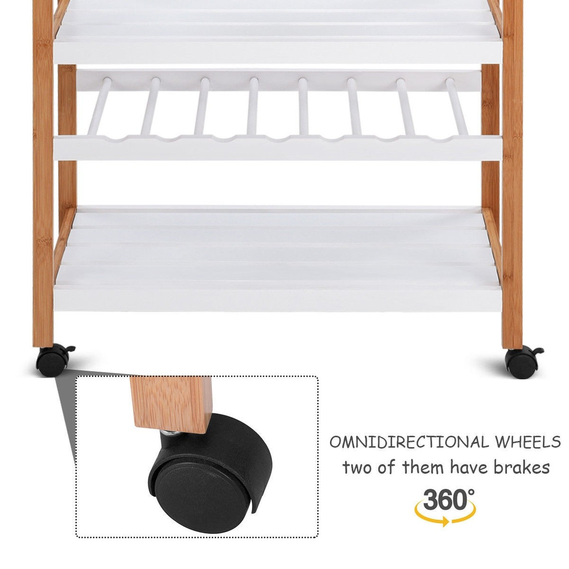 Modern Bamboo Rolling Kitchen Storage Utility Cart With Drawers ...