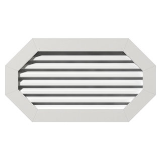 Horizontal Elongated Octagon PVC Gable Vent With 1"x4" Flat Trim Frame ...