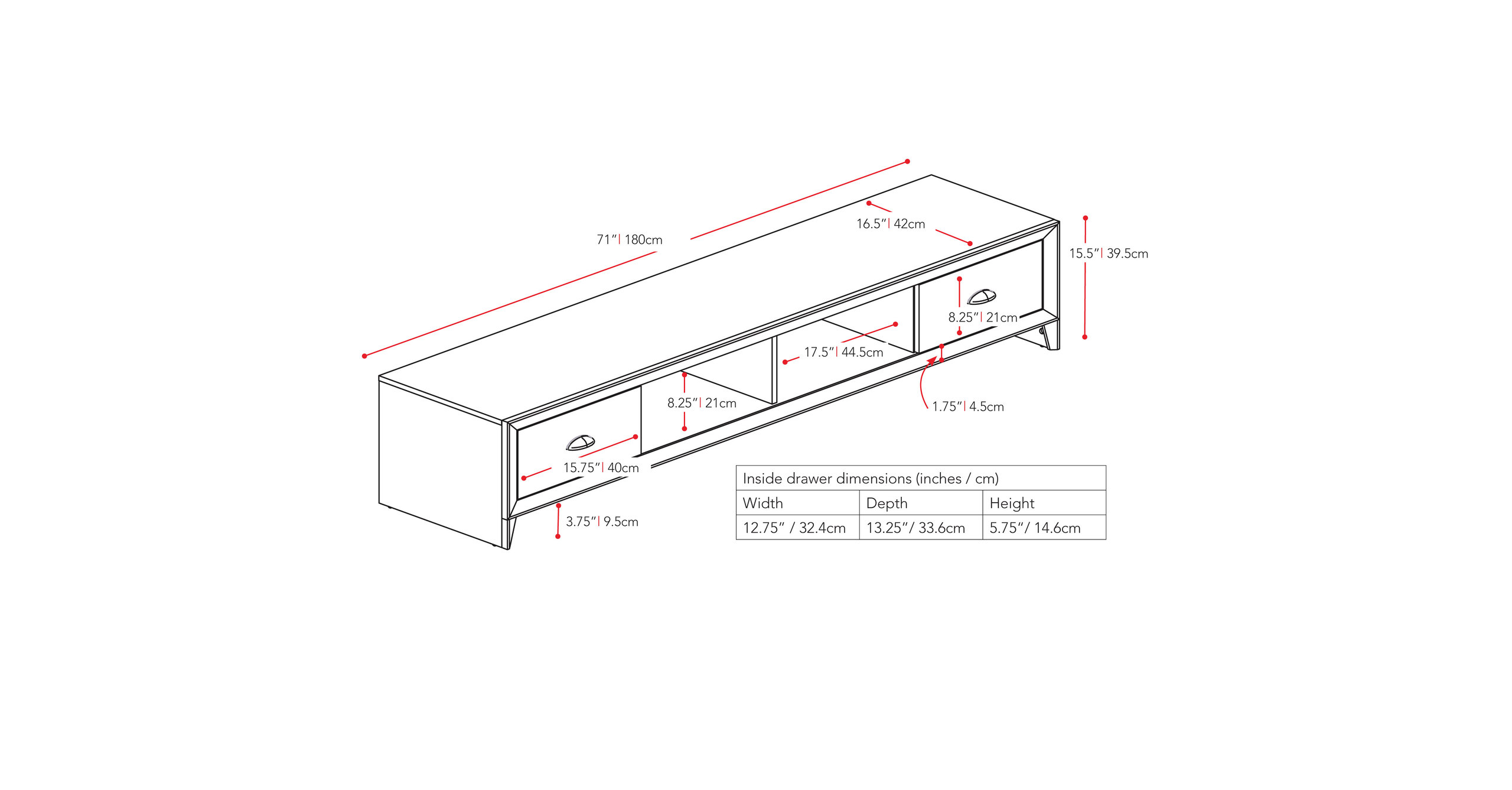 CorLiving Lakewood Extra Wide TV Bench in Black Grain Finish, For TVs ...