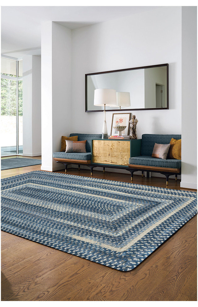 Alliance Concentric Rectangle Braided Rug, Denim, 11'4"x14'4" - Beach ...