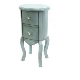 29" X 15" X 12" Blue 2 Drawer Funny Doll-Like Wooden End Table - French ...