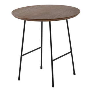Rossmore Mid Century Modern Round Side Table With Black Steel Frame ...