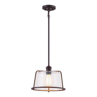 Revere 12" 1-Light Pendant, Seeded Glass Shade - Industrial - Pendant ...