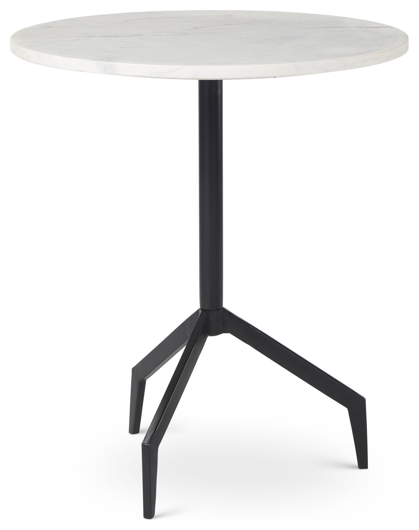 Serre Marble Top 3 Prong Black Metal Base End Table - Transitional ...