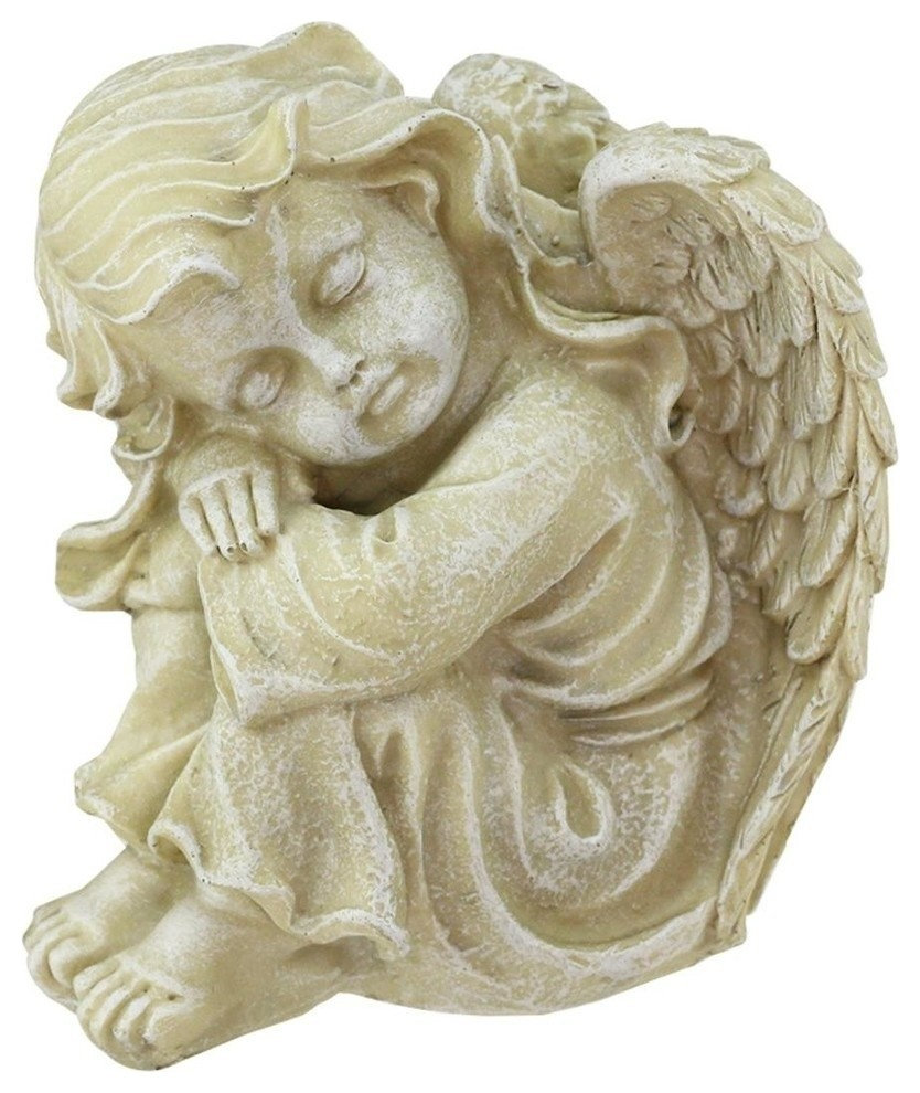 5.75" Ivory Resting Cherub Angel Patio Garden Statue - Traditional ...