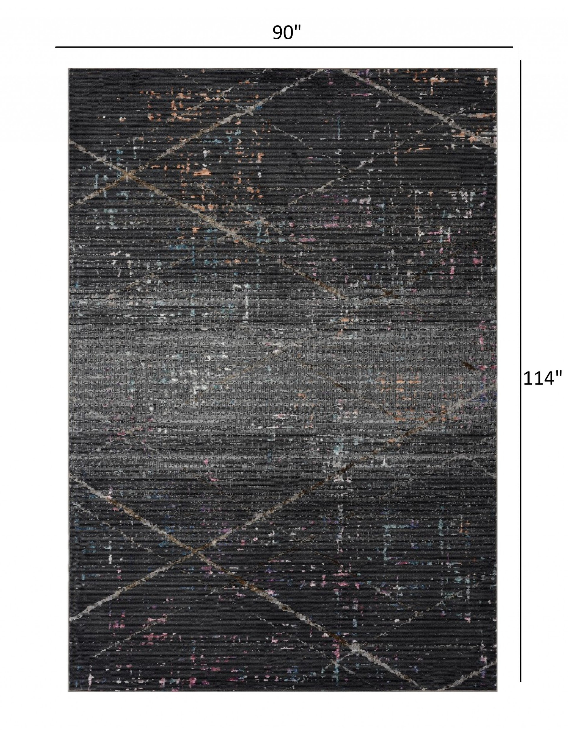 8" x 10" Distressed Black Abstract Area Rug - Contemporary - Area Rugs ...