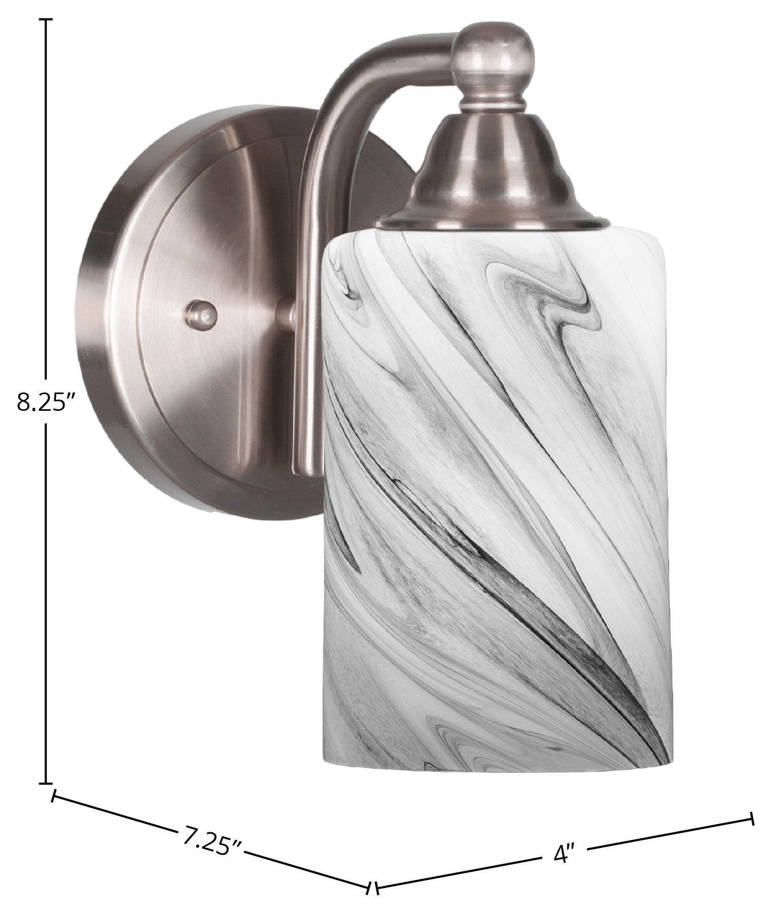 Paramount Wall Sconce, Brushed Nickel, 4" Onyx Swirl Glass ...