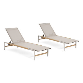 GDF Studio Outdoor Aluminum Chaise Lounge With Breathable Mesh Seat ...