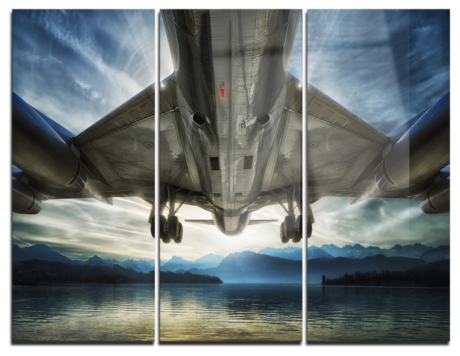 "Plane Over Beach and Sea" Photography Metal Wall Art, 3 Panels, 36"x28 ...