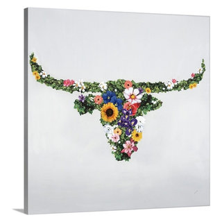 "Soft Steer" Wrapped Canvas Art Print, 24"x24" - Contemporary - Prints ...