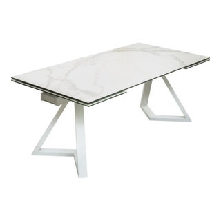 Baldwin Modern White Ceramic Extendable Dining Table - Contemporary ...