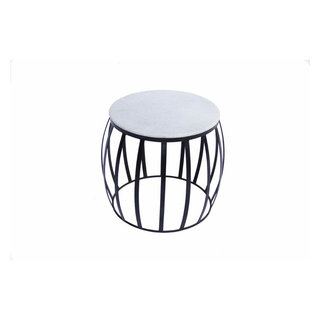 The Urban Port Concave Base Round Marble Top Side/ End Table, White ...