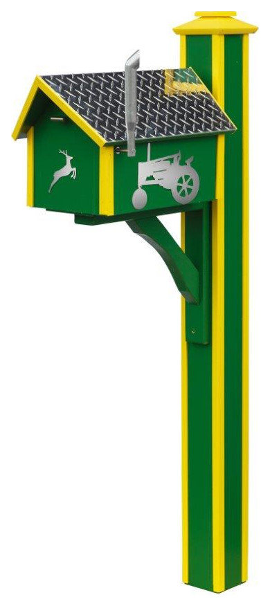 Tractor Deluxe Mailbox with Post - Rustic - Mailboxes - by Furniture ...