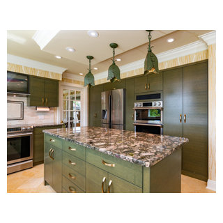 Modern Kitchen with Horizontal Grain Green Cabinets - Modern - Kitchen ...