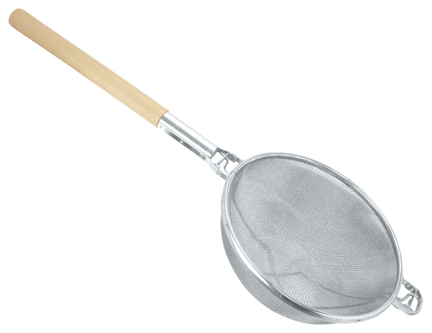 11 3/4" Reinforced Wooden Handle Strainer / Double / Fine -Round Handle ...