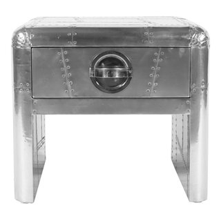 Aviator Bed Side Table with 1 Drawer - Industrial - Nightstands And ...