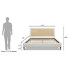 Haley Upholstered Cane Back Platform Bed King Eggshell White Linen - Tropical - Platform Beds ...