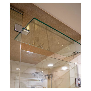 Spa Bath with Tile Steam Shower, Walnut Cabinetry and Solid Surface ...