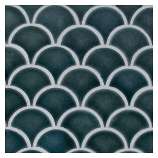 Azul Scallop Glossy Porcelain Mosaic Tile - Contemporary - Mosaic Tile ...