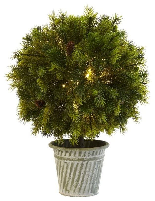 Pine Ball in Iron Top Tree, 18" - Rustic - Artificial Plants And Trees ...