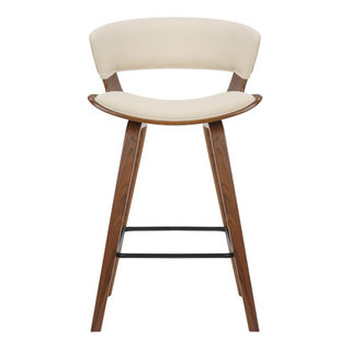 Jagger Modern 26 Wood and Faux Leather Counter Height Bar Stool, WALNUT ...
