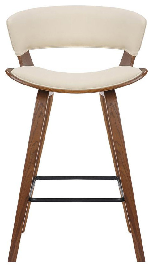 Jagger Modern 26 Wood and Faux Leather Counter Height Bar Stool, WALNUT ...