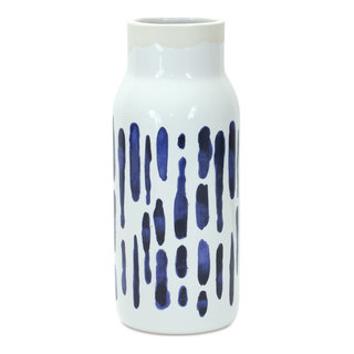 Set of Two 10" Ceramic Blue and White Round Table vase - Contemporary ...