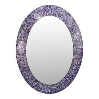 DecorShore 32"x24" Oval Shape Hanging Purple Wall Mirror - Contemporary ...
