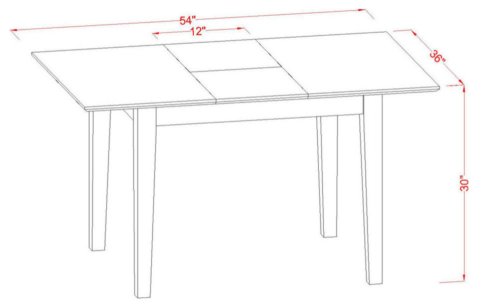 3Pc Rectangular 42/54" Table, 12, Leaf, Two Parson Chair, Mahogany Leg ...