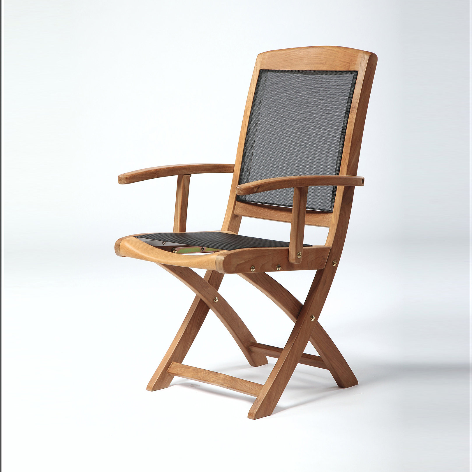 Teak & Textilene Folding Armchair Colorado - Transitional - Outdoor ...