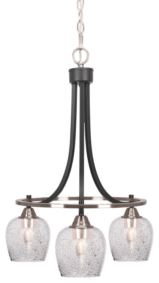Paramount 3-Light Chandelier, Matte Black & Brushed Nickel, 6" Smoke ...