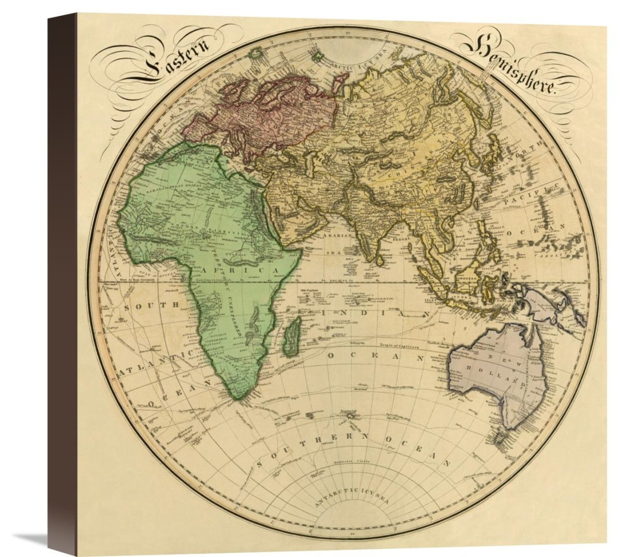 "Eastern Hemisphere, 1831" Stretched Canvas Giclee by Daniel Lizars, 16 ...