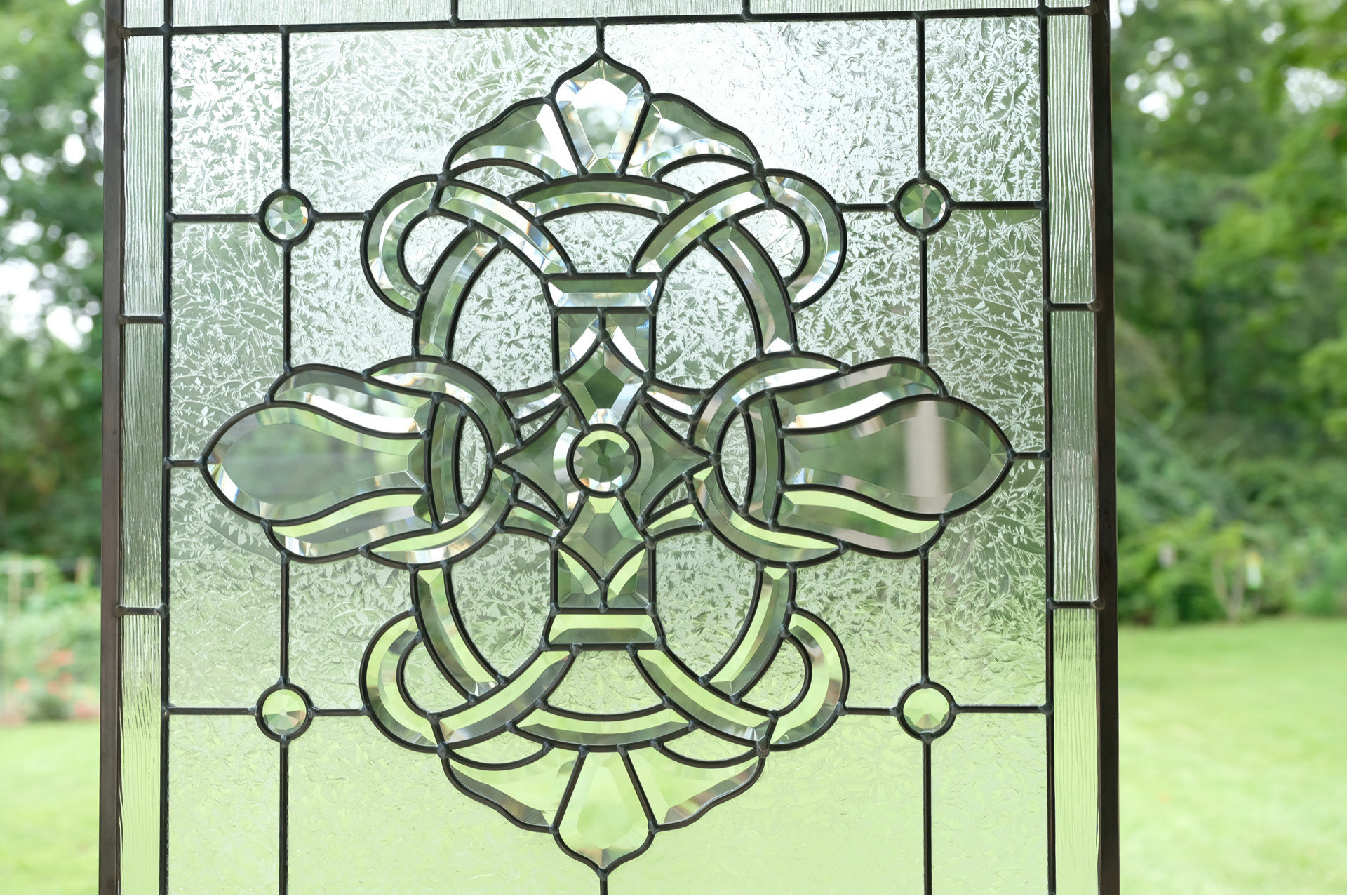 Handcrafted All Clear Beveled glass window panel 24" x 24 ...