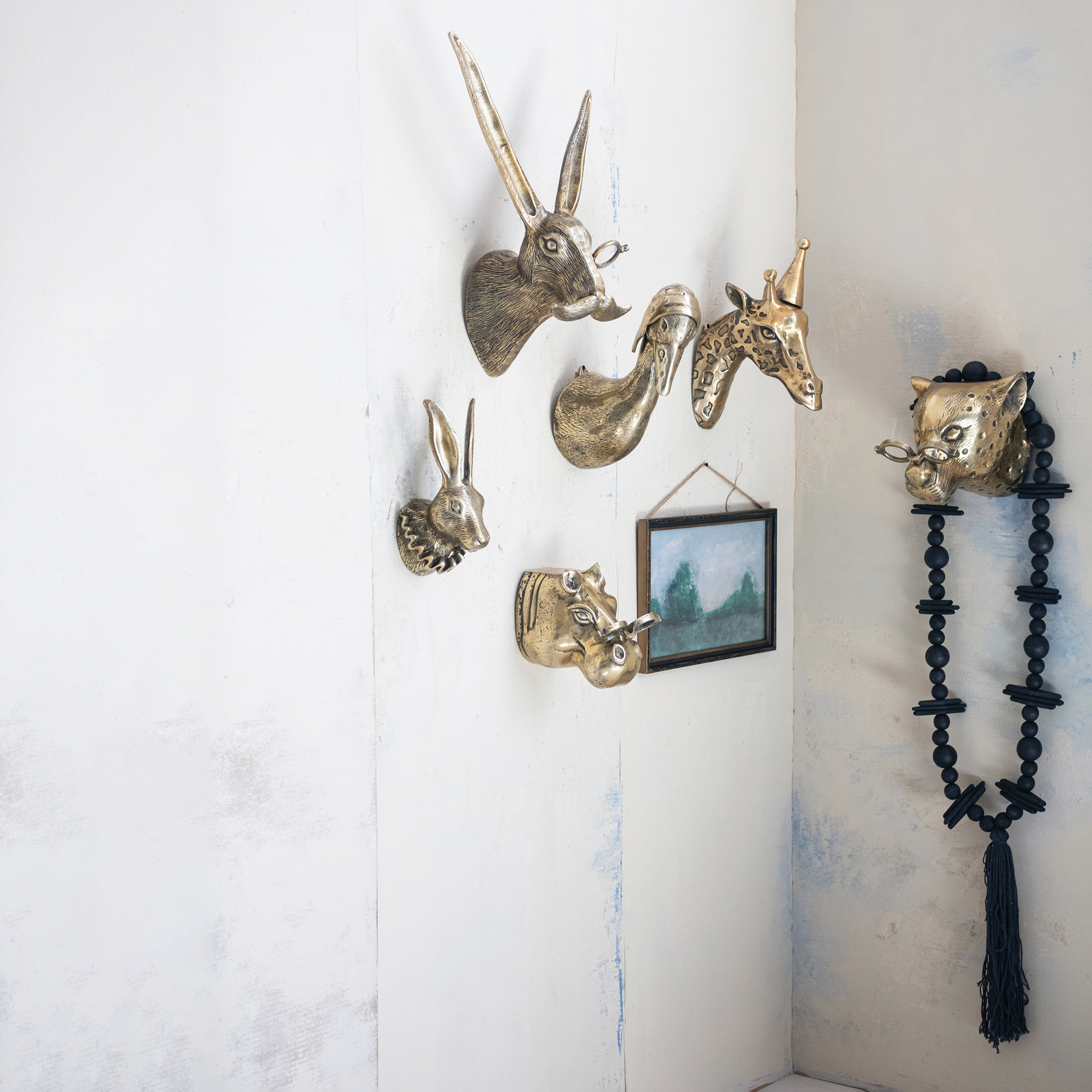 Cast Aluminum Cheetah Head With Eyeglasses Wall Decor, Antique Brass ...