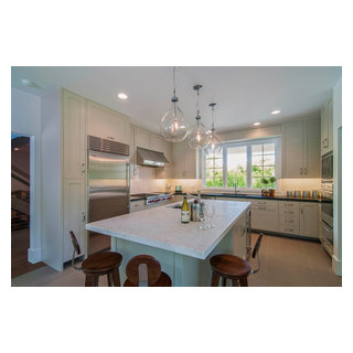 East Hampton Sage Green Paint & Carrara Marble - Kitchen - New York ...