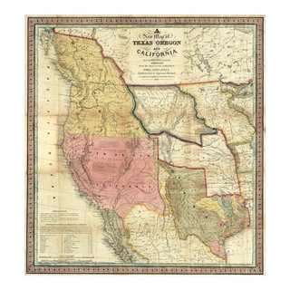 "A New Map of Texas Oregon and California, 1846" Paper Art, 17"x18", 22 ...