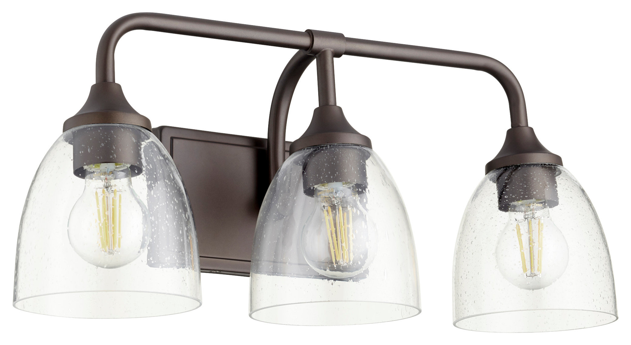 QUORUM 5059-3-265 Enclave 3-Light Vanity Light, Satin Nickel with Clear ...