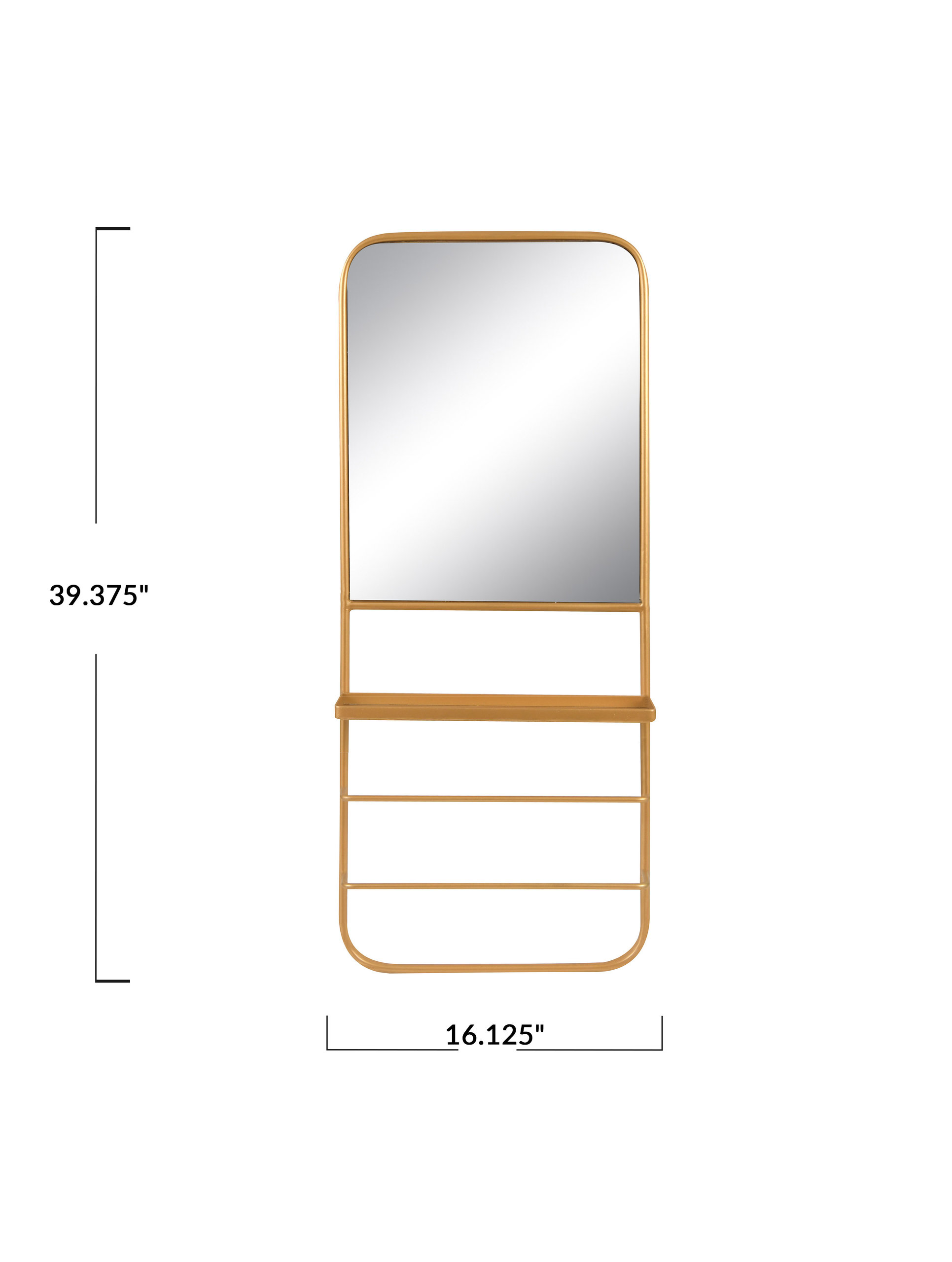 Metal Wall Mirror With Shelf, Gold Finish - Contemporary - Wall Mirrors ...