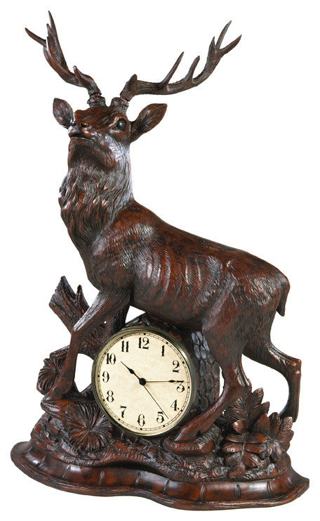 Large Stag Clock - Rustic - Desk And Mantel Clocks - by Lodgeandcabins ...